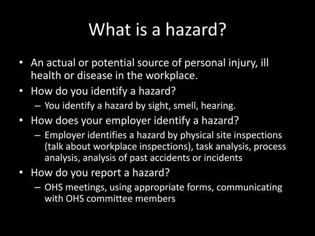 Identifying WHS hazards | PPSX | Medical Health