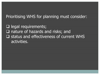 Occupational Health and Safety Training - WHS Needs and Priorities ...