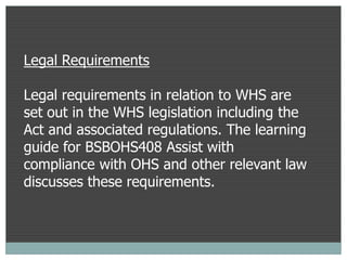 Occupational Health and Safety Training - WHS Needs and Priorities ...