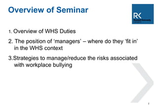 WHS Risks - Overview for Public Sector Managers | PPTX