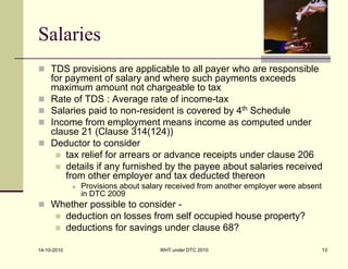 WHT under DTC Bill 2010 | PPT