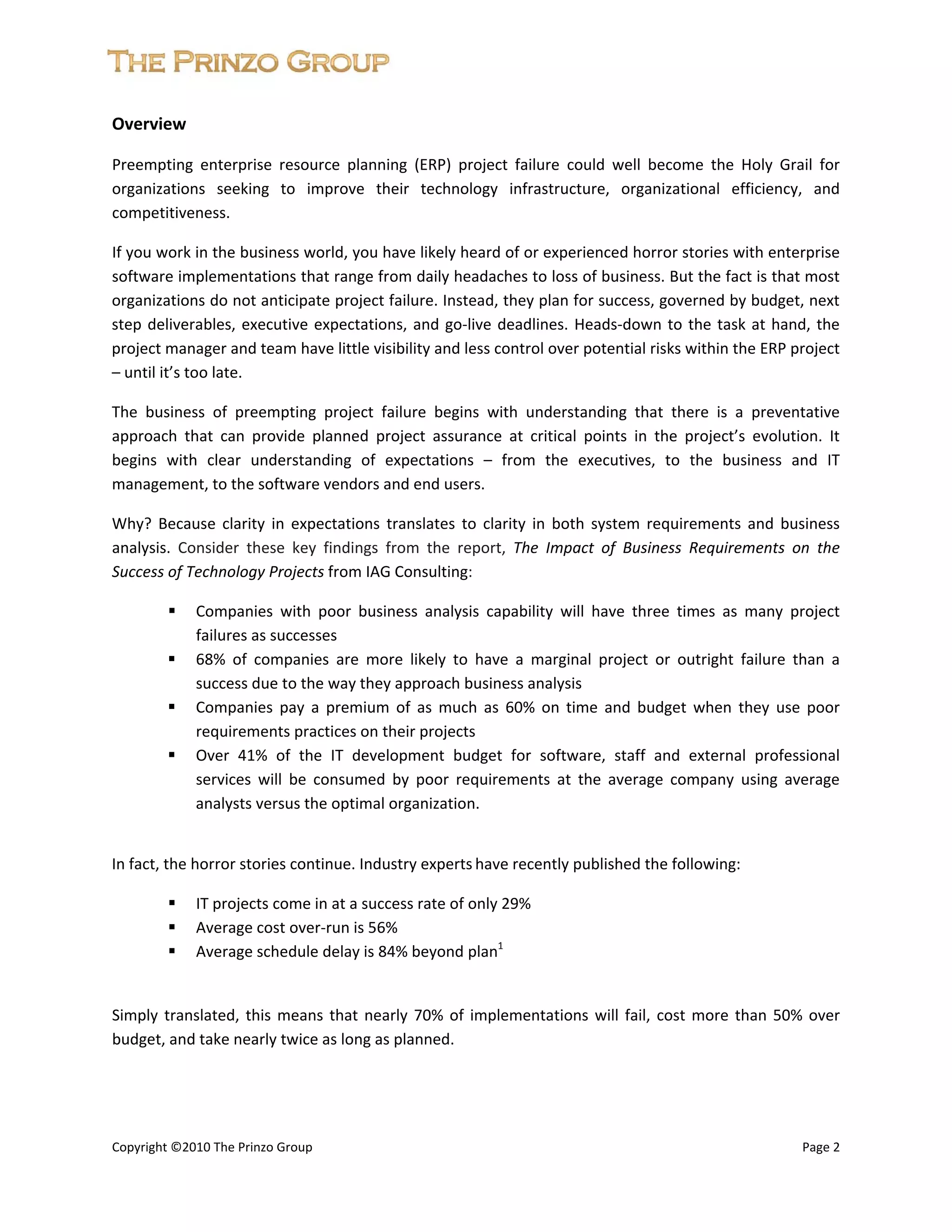 Preempting ERP Project Failure | PDF