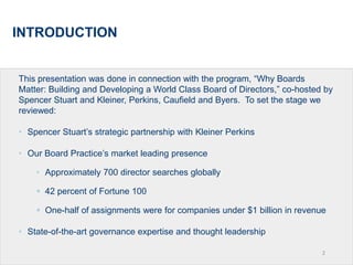 Why Boards Matter: Building and Developing a World Class Board of ...
