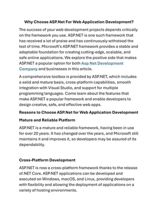 why-choose-asp.net-for-web-application-development.pdf | Web Development | Internet