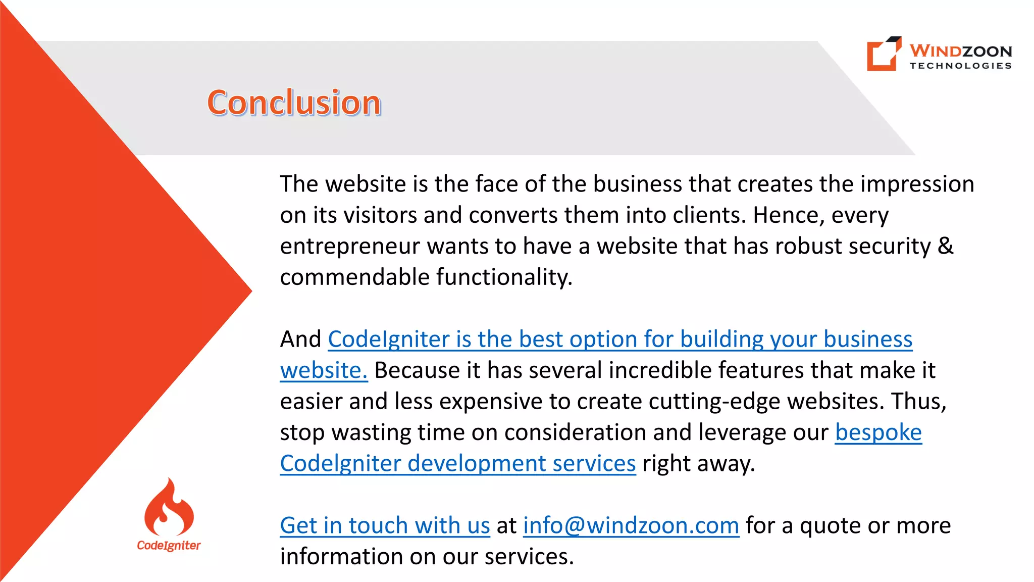 Why Codeigniter Framework Is The Perfect Choice For Web Application Development Ppt