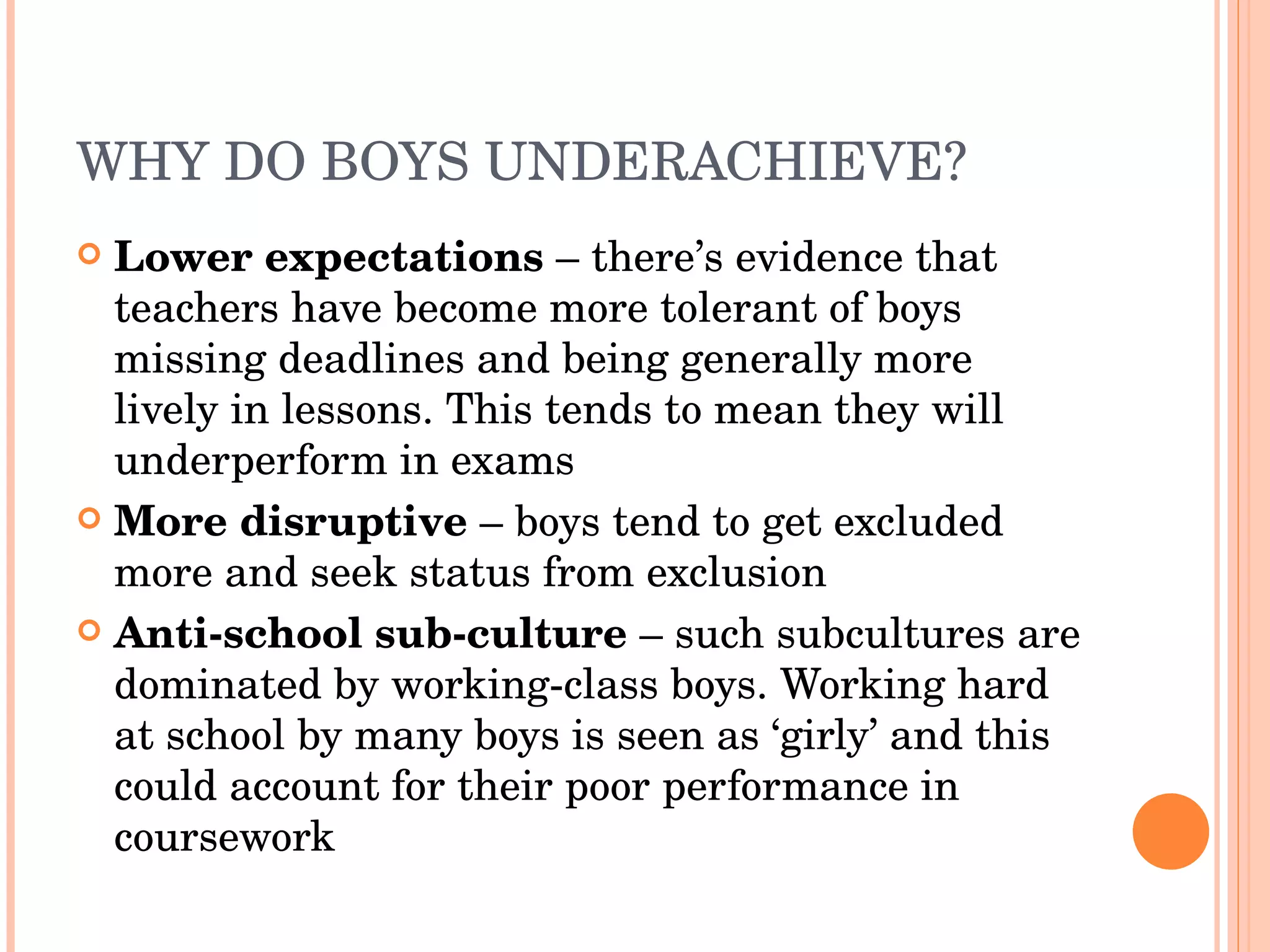 Why Do Boys Underachieve | PPT