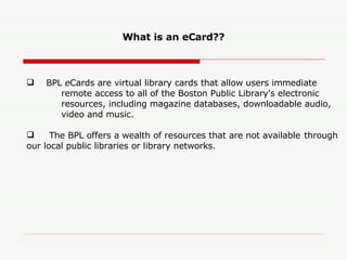 Why Do I Need A BPL Ecard? | PPT | Technology & Computing