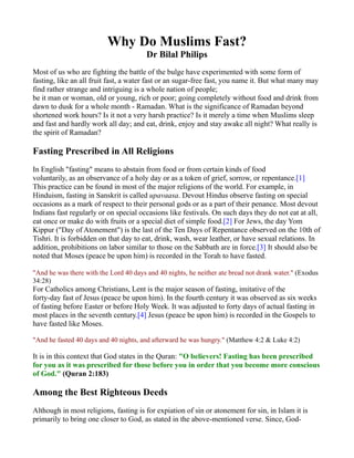 Why Do Muslims Fast? | PDF
