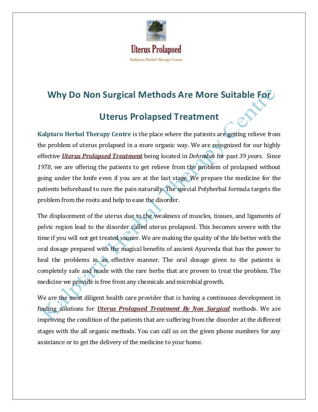 Why Do Non Surgical Methods Are More Suitable For Uterus Prolapsed