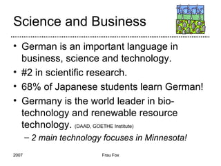 Why German in SLP | PPT | Business | Business and Finance
