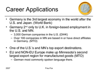 Why German in SLP | PPT | Business | Business and Finance