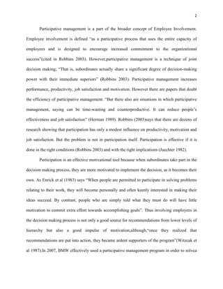 Why should Employee’s participate in management decisions? The advantages of participative ...