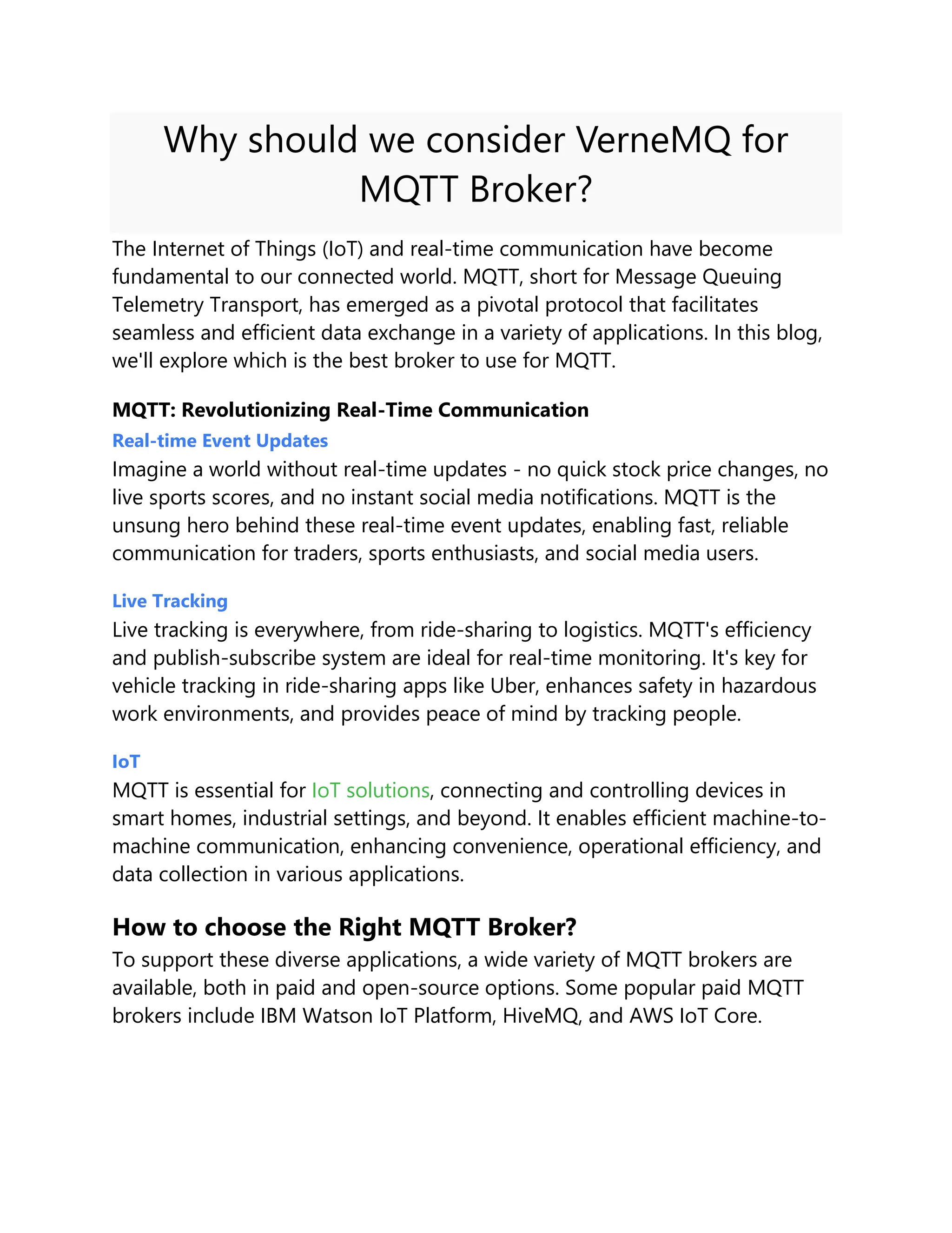 Why should we consider VerneMQ for MQTT Broker? | PDF