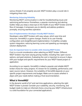 Why should we consider VerneMQ for MQTT Broker? | PDF