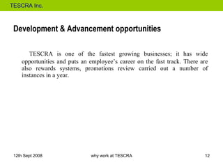 Why Work At Tescra ? | PPT