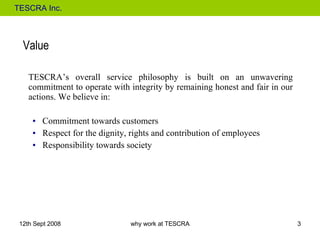 Why Work At Tescra ? | PPT