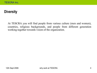 Why Work At Tescra ? | PPT