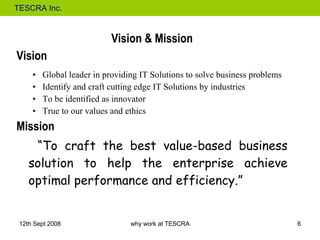 Why Work At Tescra ? | PPT
