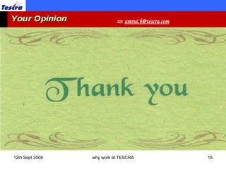Why Work At TESCRA ? | PPT