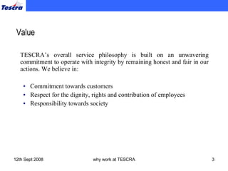 Why Work At TESCRA ? | PPT