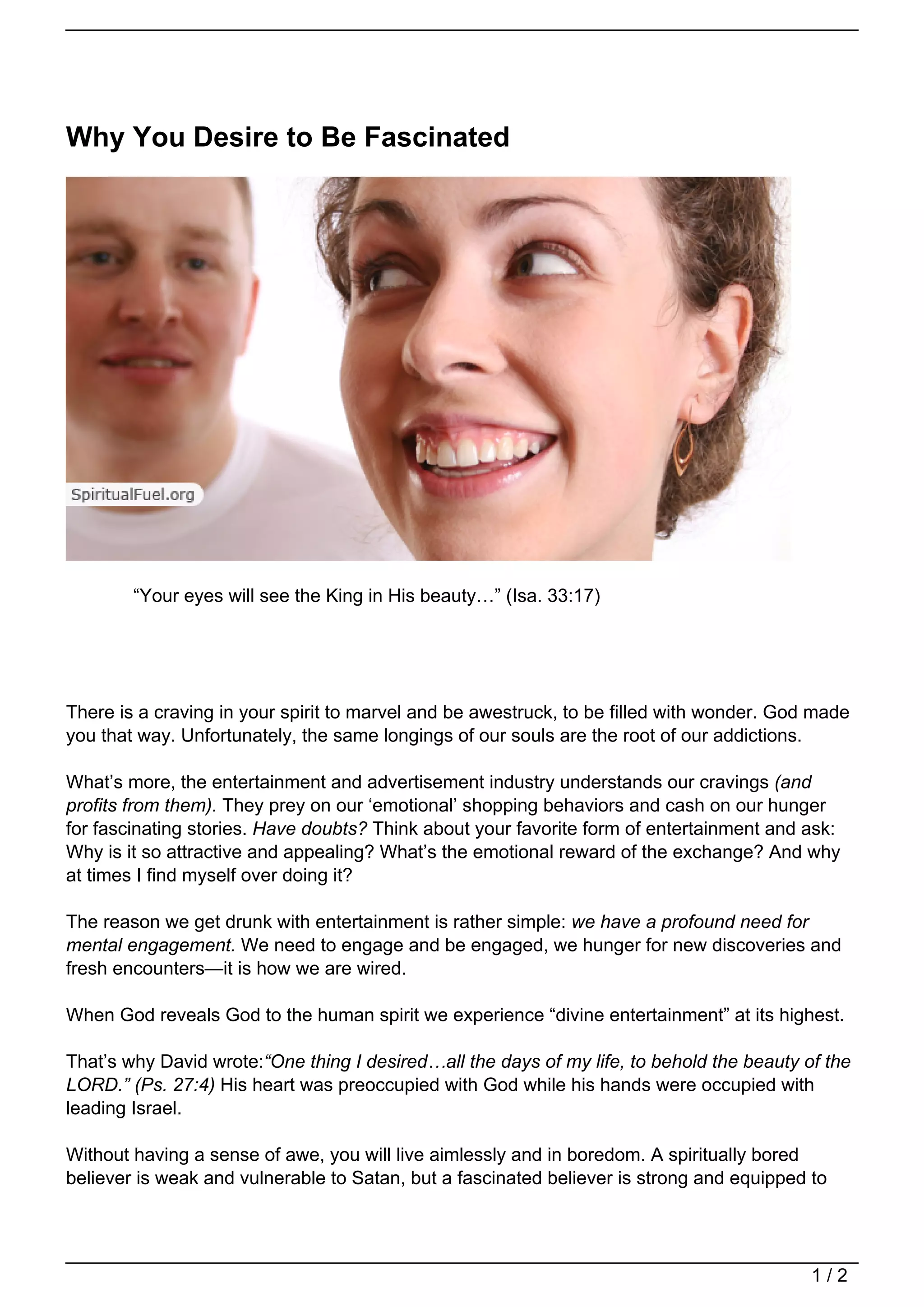 Why You Desire to Be Fascinated | PDF