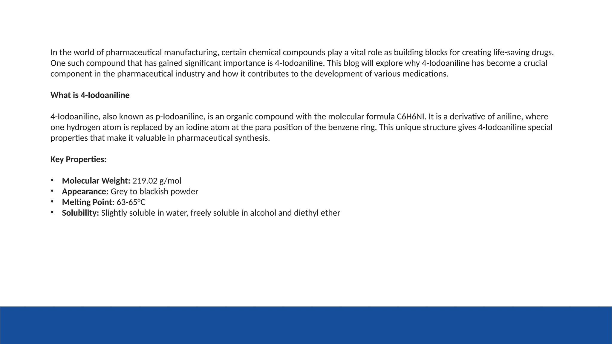 4 Iodoaniline Enhances Medicinal Chemistry Pathways | PPTX