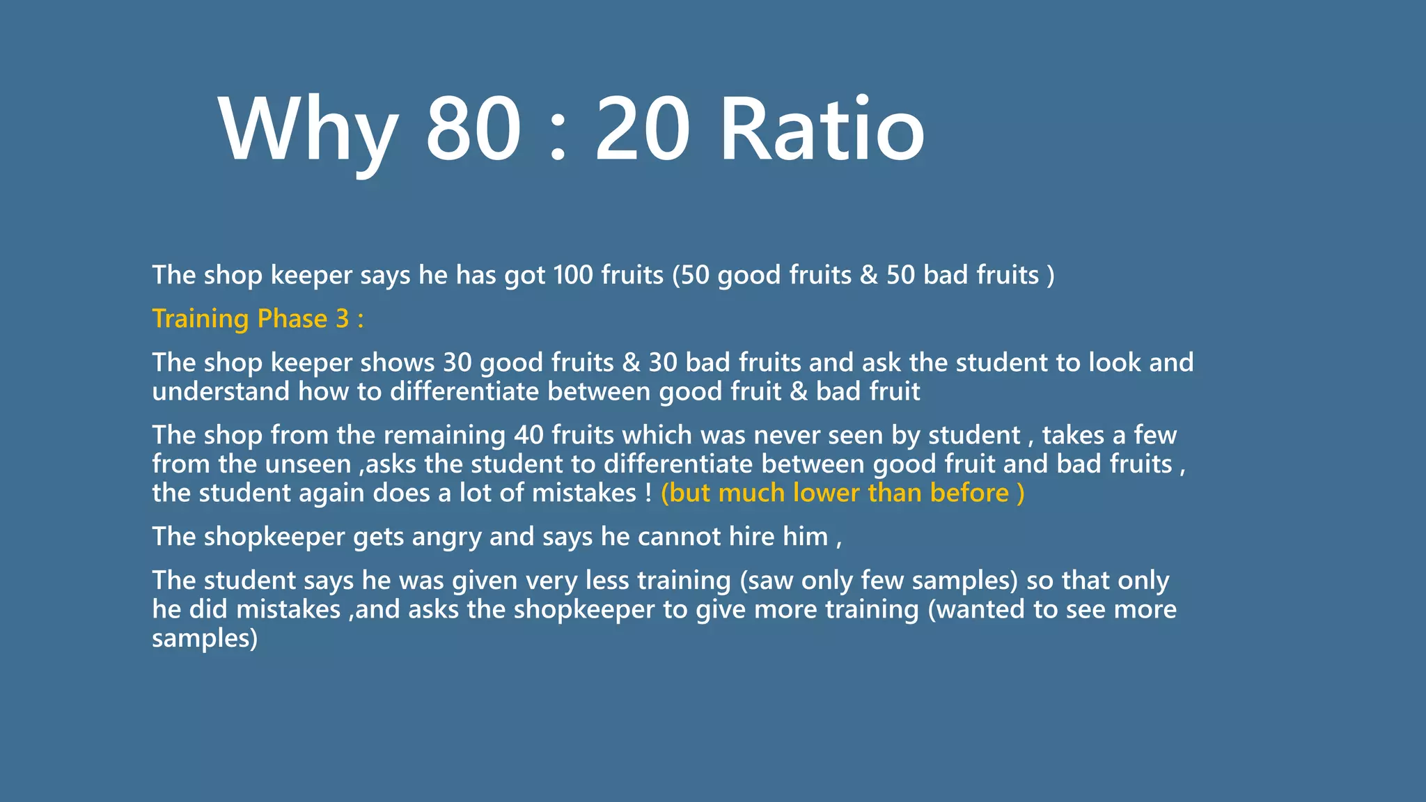 Why 80 20 ratio in data splitting | PPT