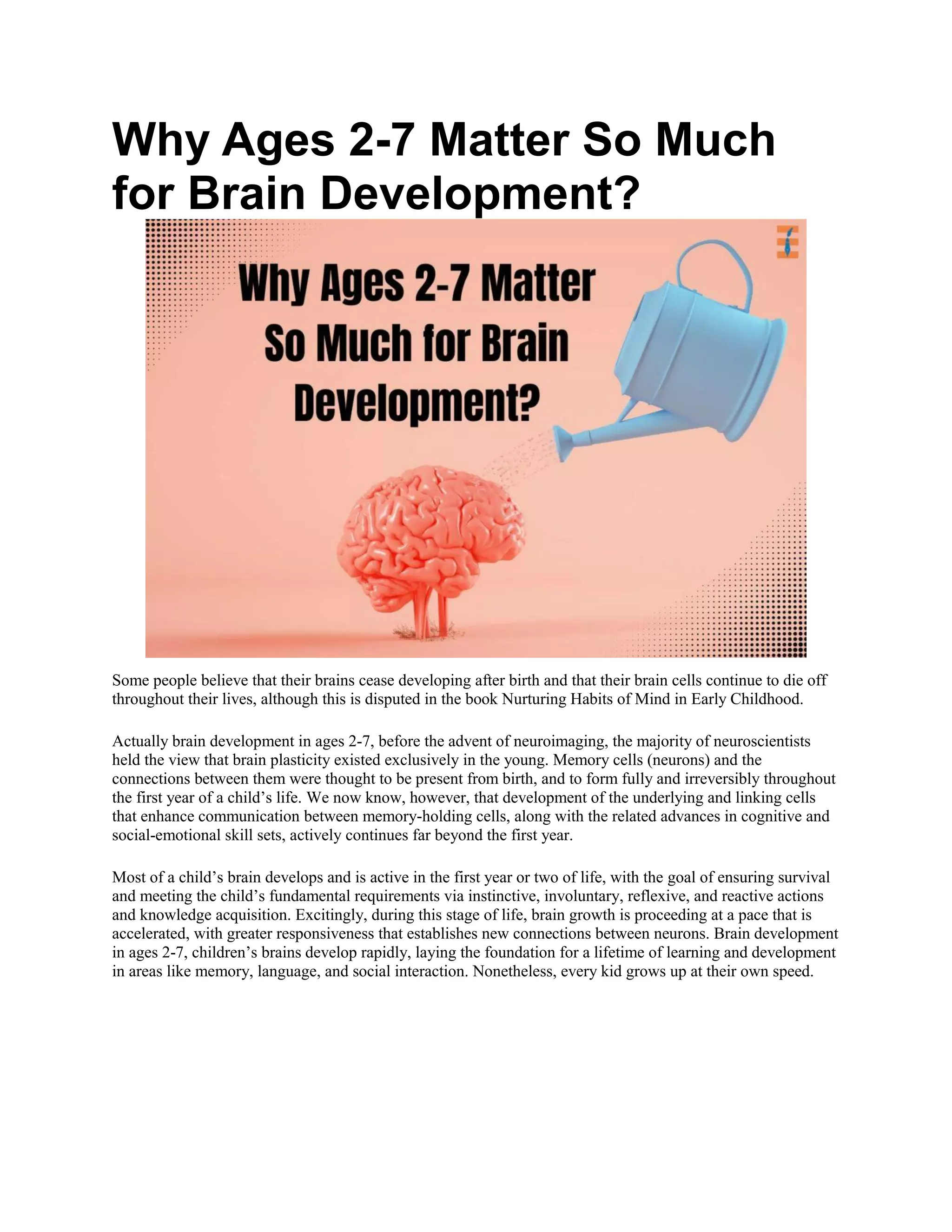 Why brain development in ages 2-7 Matter so much? | Future Education ...