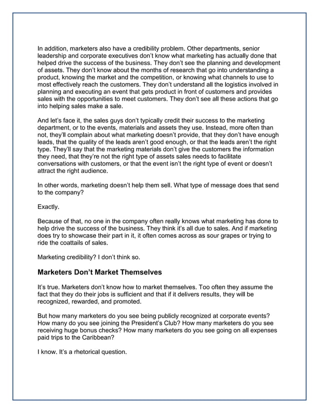 Why All Marketers Should Work in Sales (part 1 of 2) | PDF
