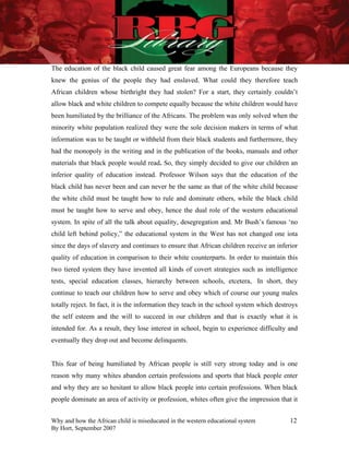 Why and How the African Child is Miseducated in the Western Educational System | PDF