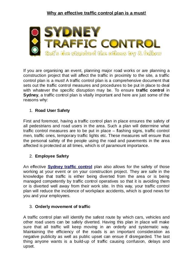 Why an effective traffic control plan is a must!