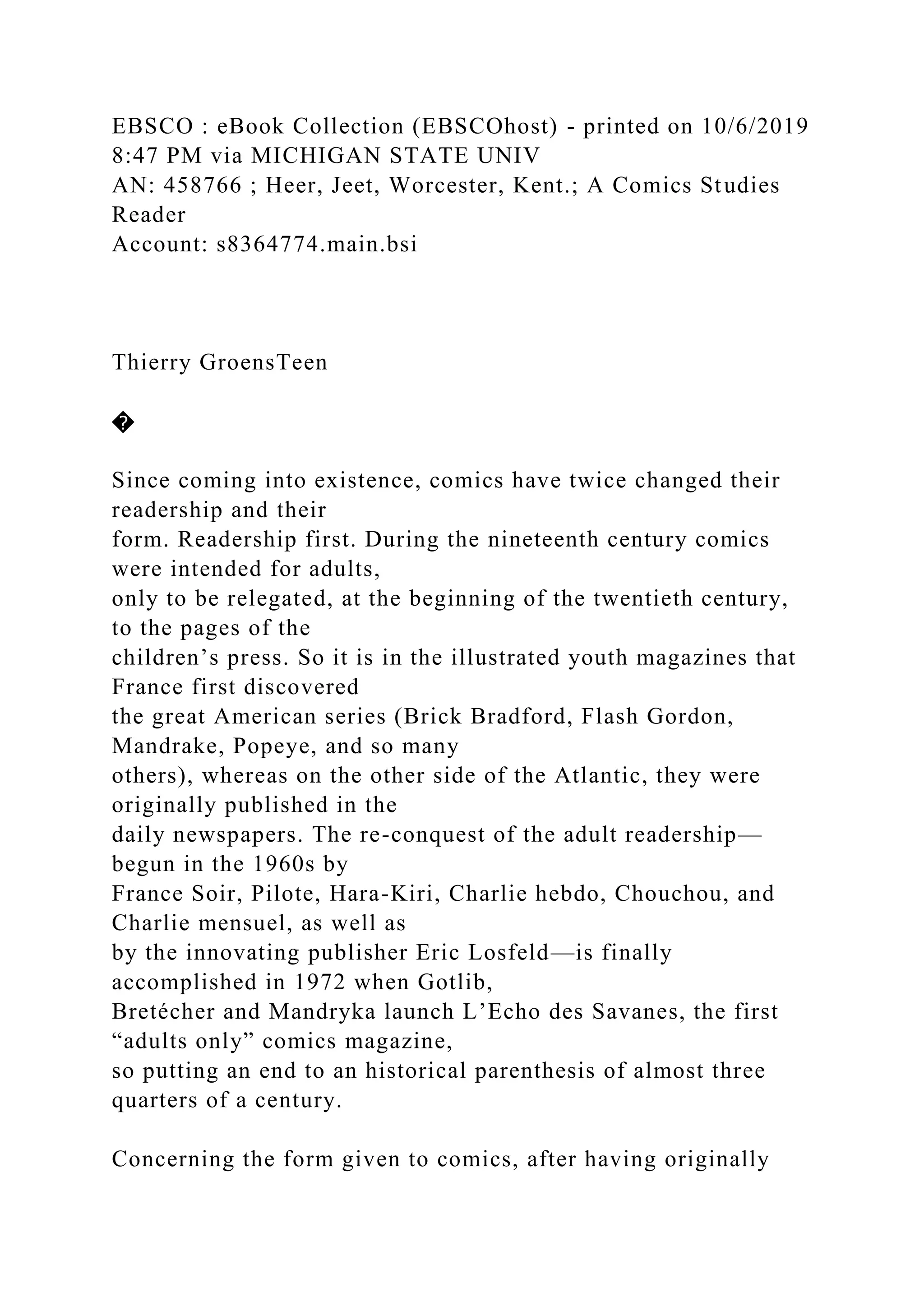 Why Are Comics Still in Search of Cultural Legitimizat.docx | Comic ...