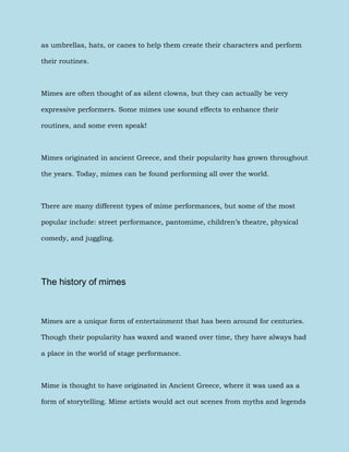 Why are Mimes good_ What are some Best Indian solo mime. | PDF