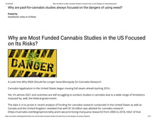Why Do Most Funded Marijuana Studies Just Look at the Risks of Using ...