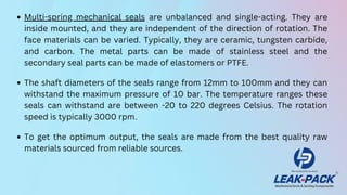 Why are multi springs used for mechanical seals? | PDF