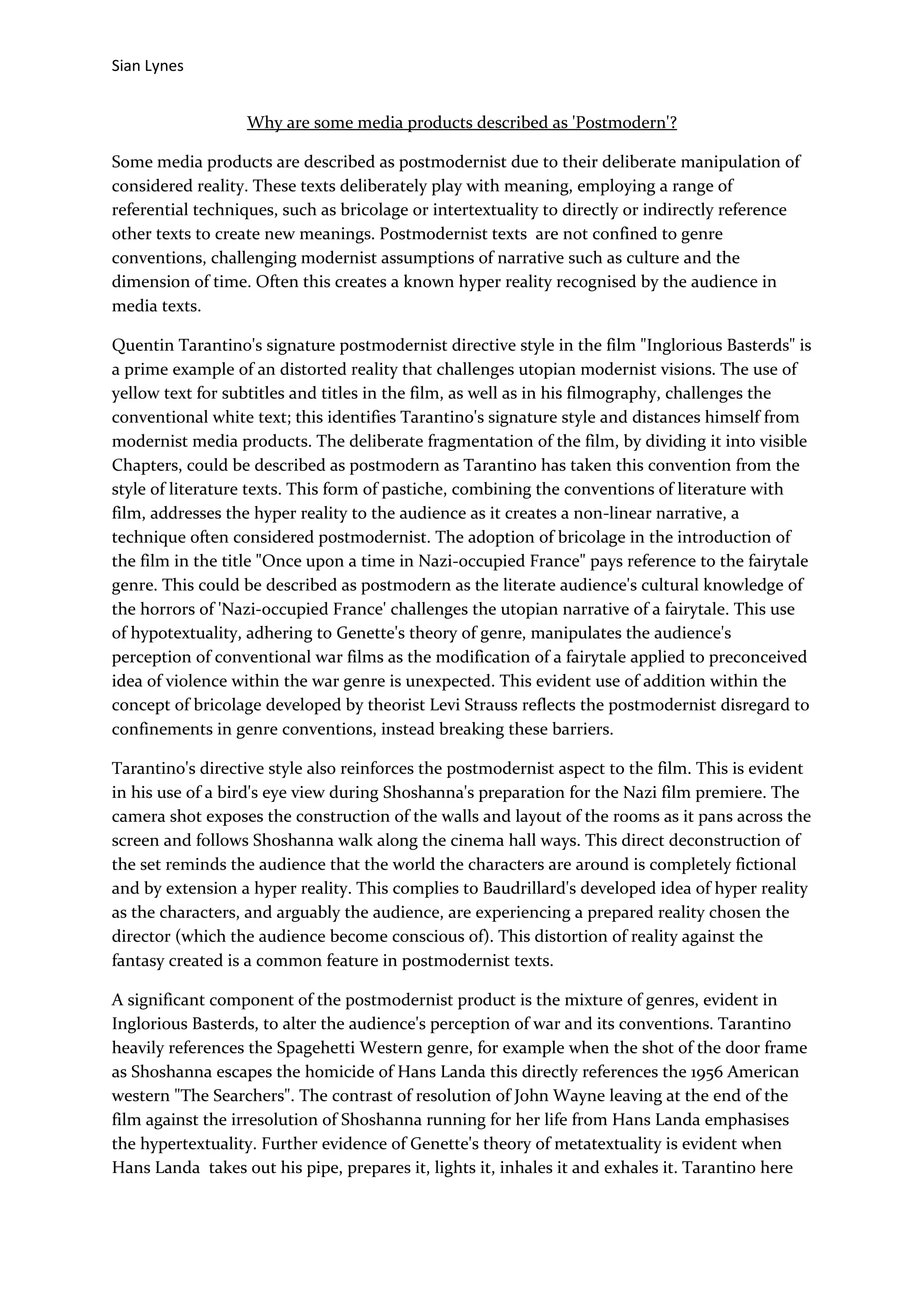 Why are some media products considered postmodern | DOCX | Movies ...