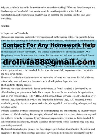 Why are standards needed in data communication and networking What .pdf