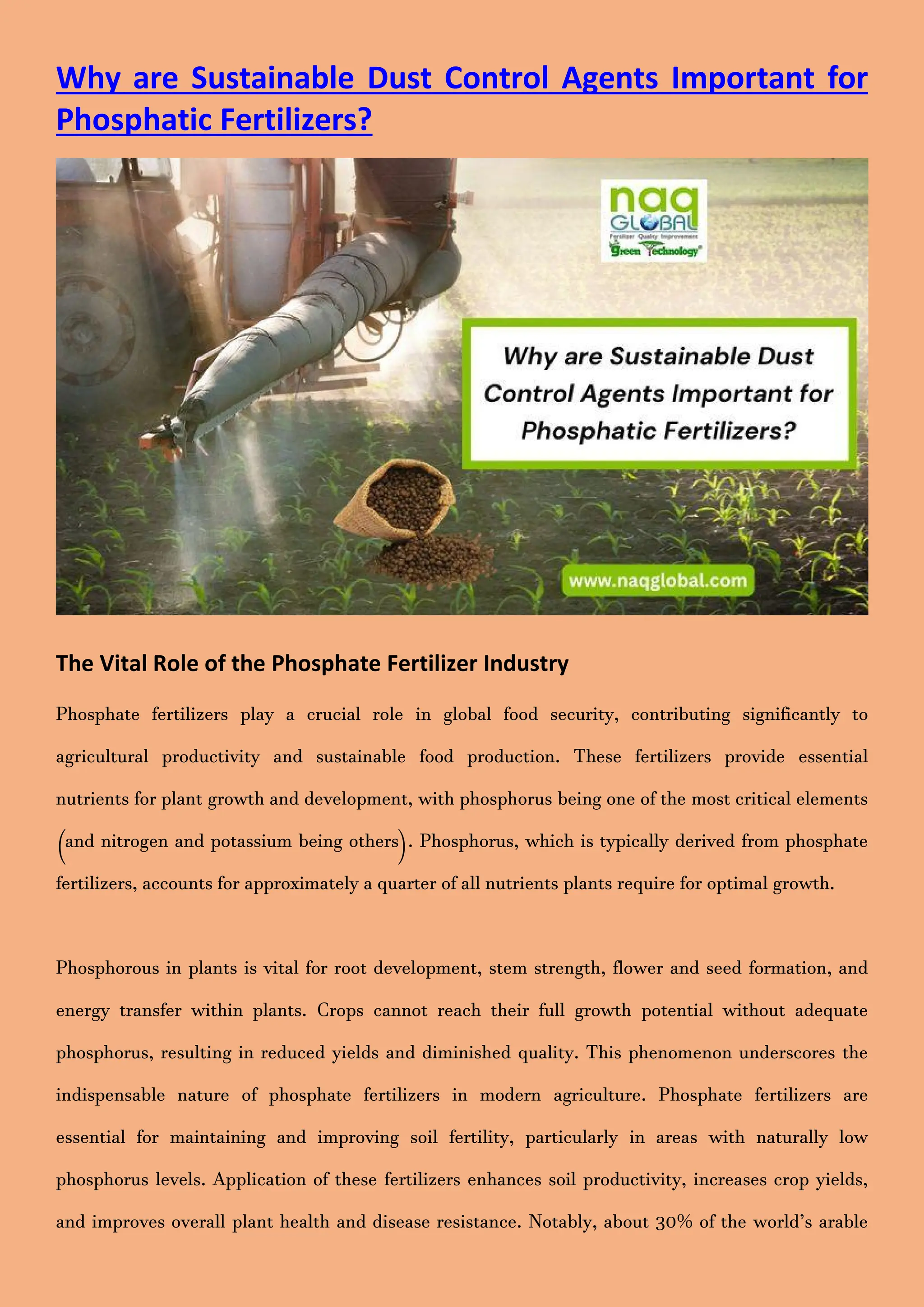 Why are Sustainable Dust Control Agents Important for Phosphatic ...