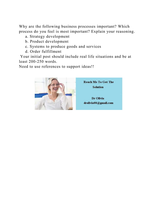 Why are the following business processes important Which process do.docx