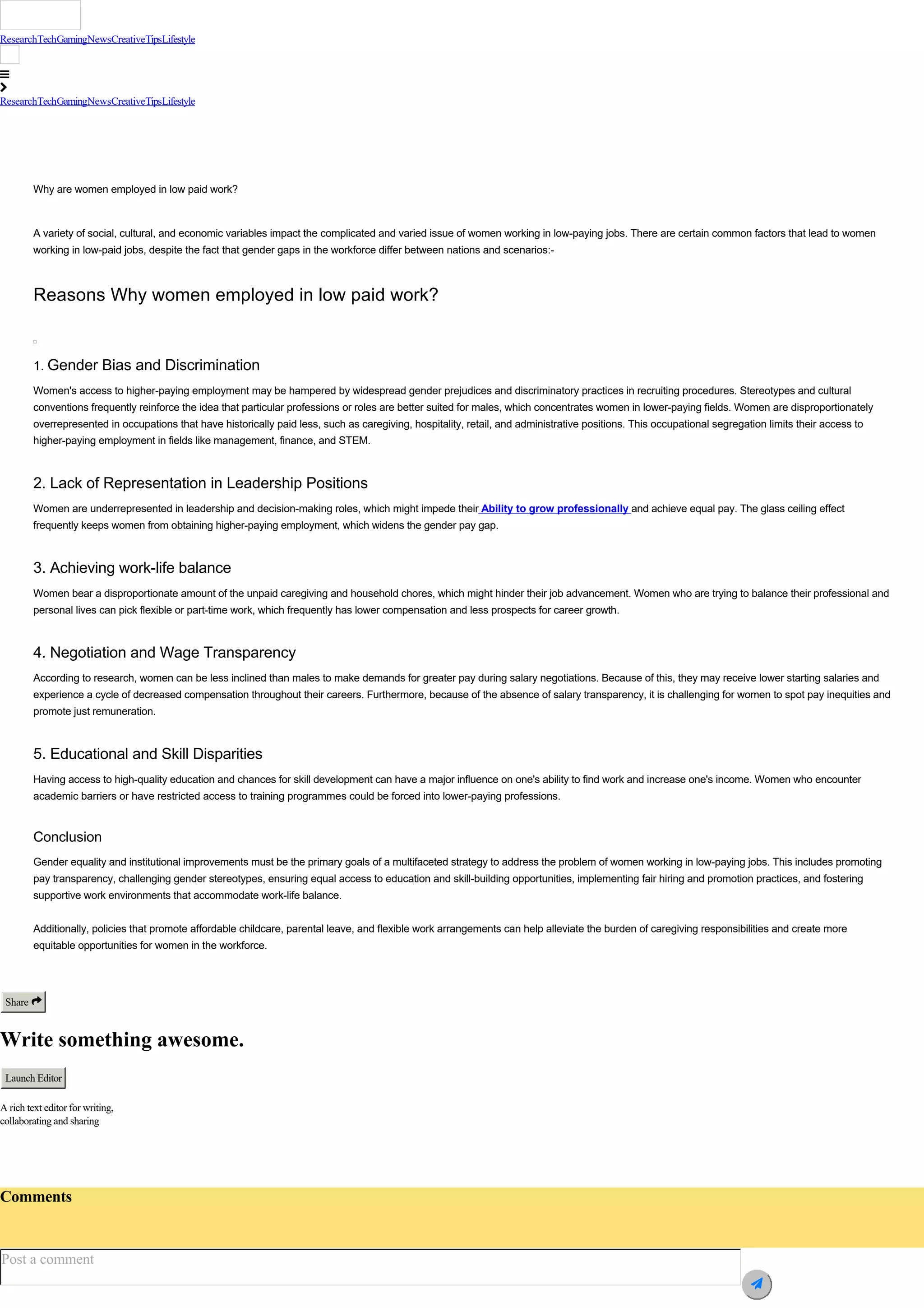 why are women employed in low paid work? | PDF