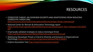 Why are Women in Tech still Unicorns?; Stereotype Threats | PPT