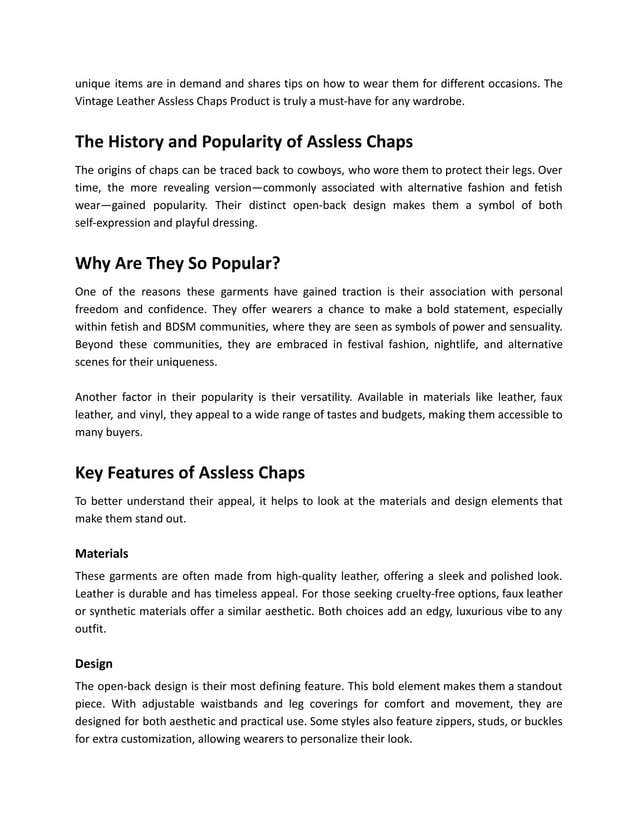 Why Assless Chaps Are Popular & How to Style Them | PDF