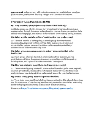 Why a Study Group Works—and When It Doesn’t | PDF