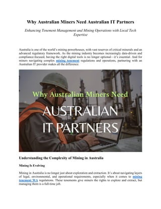 Why Australian Miners Need Australian IT Partners | PDF