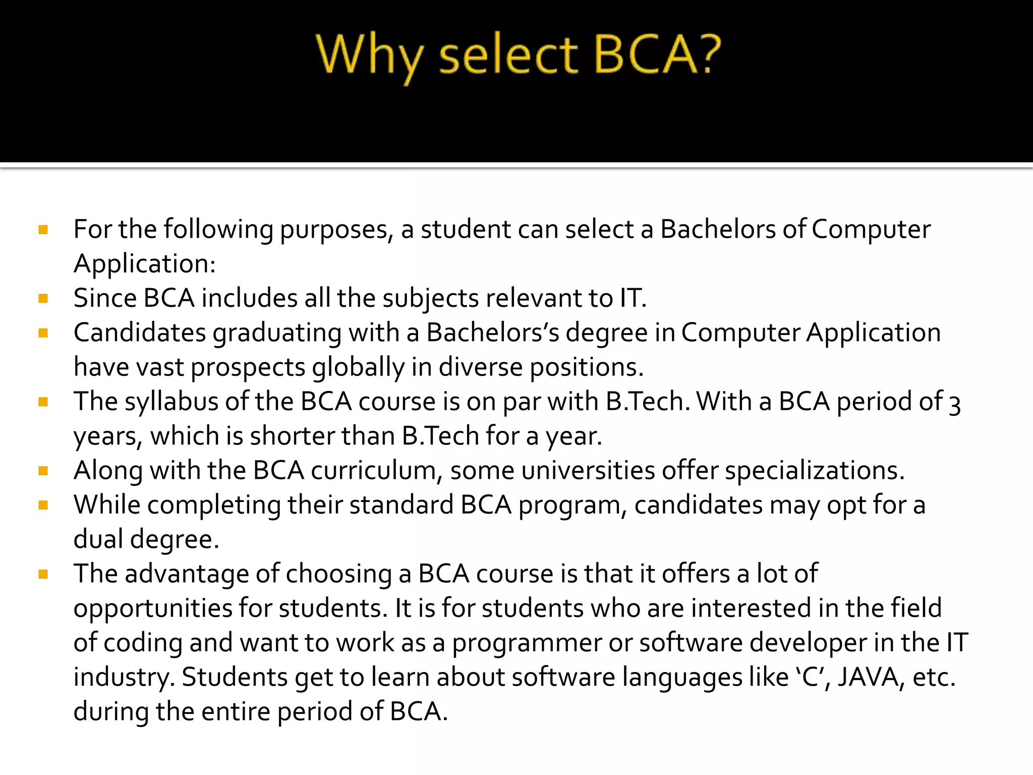 Why bachelors of computer application | PPTX