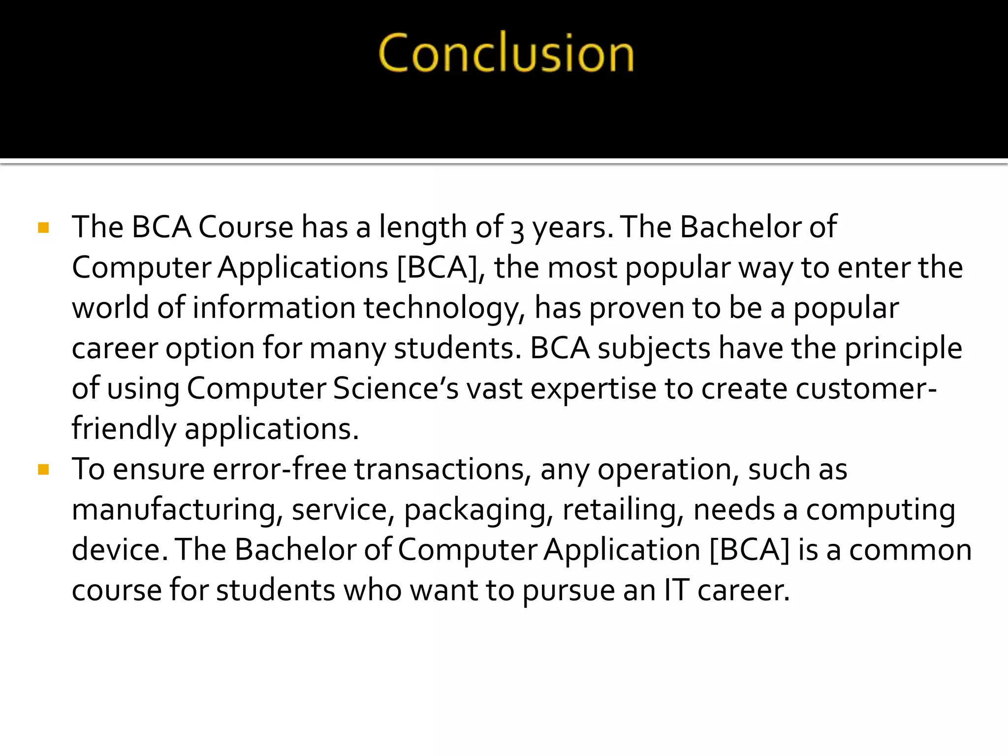 Why bachelors of computer application | PPT