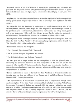 Approaches to Development Planning in Bangladesh: from 5 year plan to ...