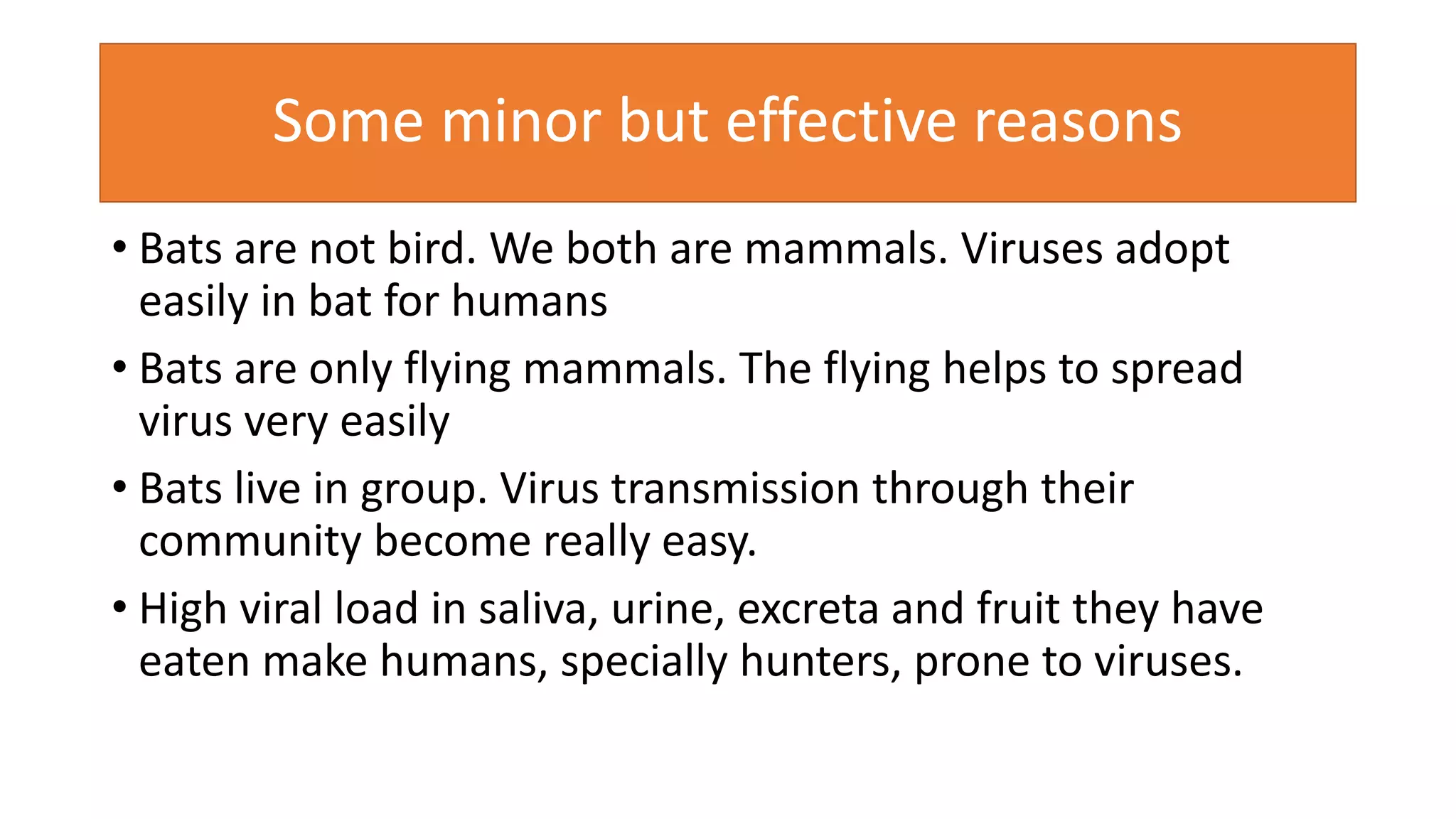 Why do bats transmit most of the viruses | PPT