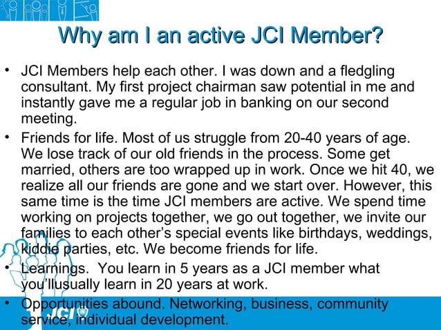 Why Be A JCI Member | PPT
