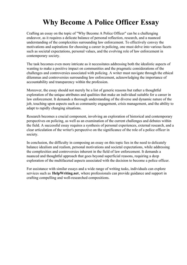 Why Become A Police Officer Essay. The Aim In Life To Become A Police ...